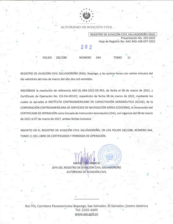 ICCAE – TRAINING – COCESNA | Central American Air Navigation Services ...