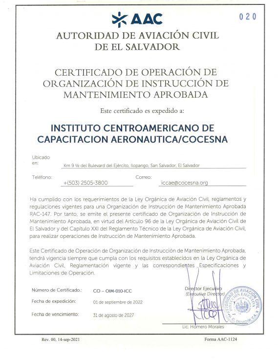 ICCAE – TRAINING – COCESNA | Central American Air Navigation Services ...